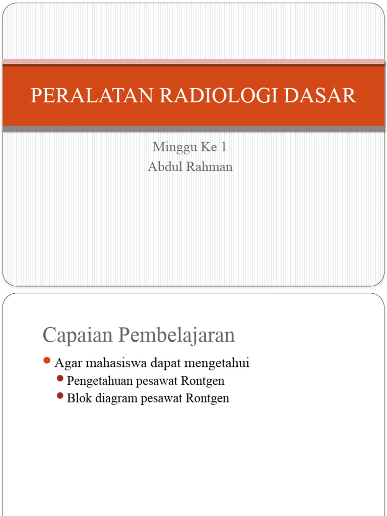 Dasar Radiologi dan Alat Rontgen | PDF