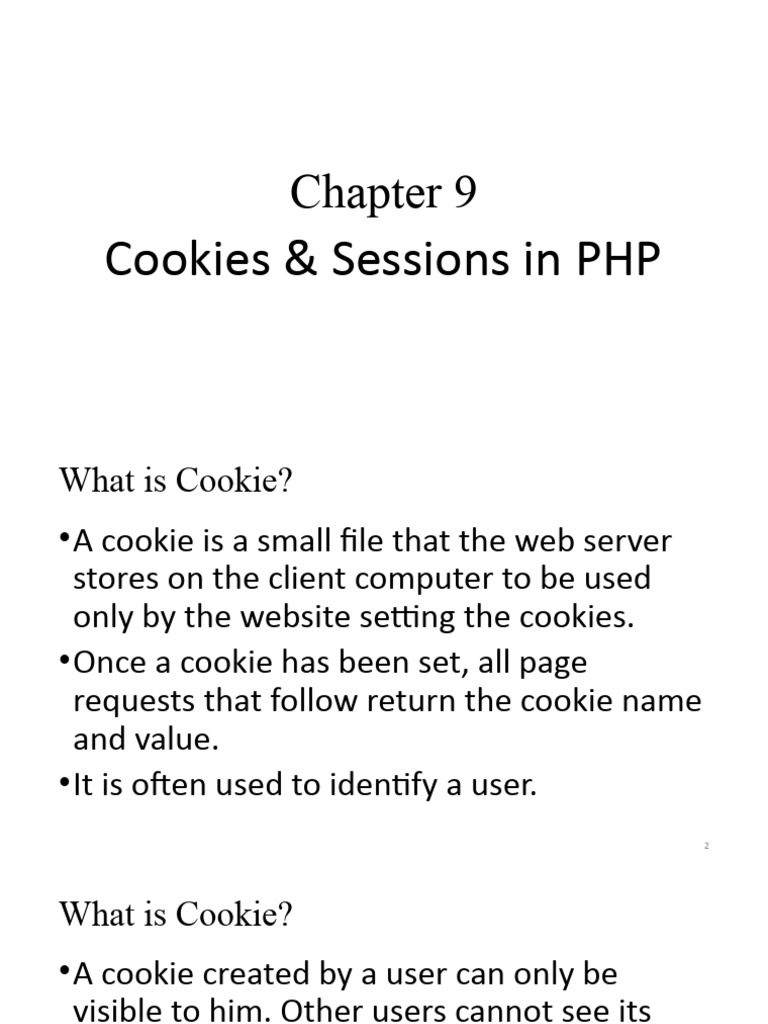Chapter 9 PHP Cookies & Sessions | PDF | Http Cookie | Web Server