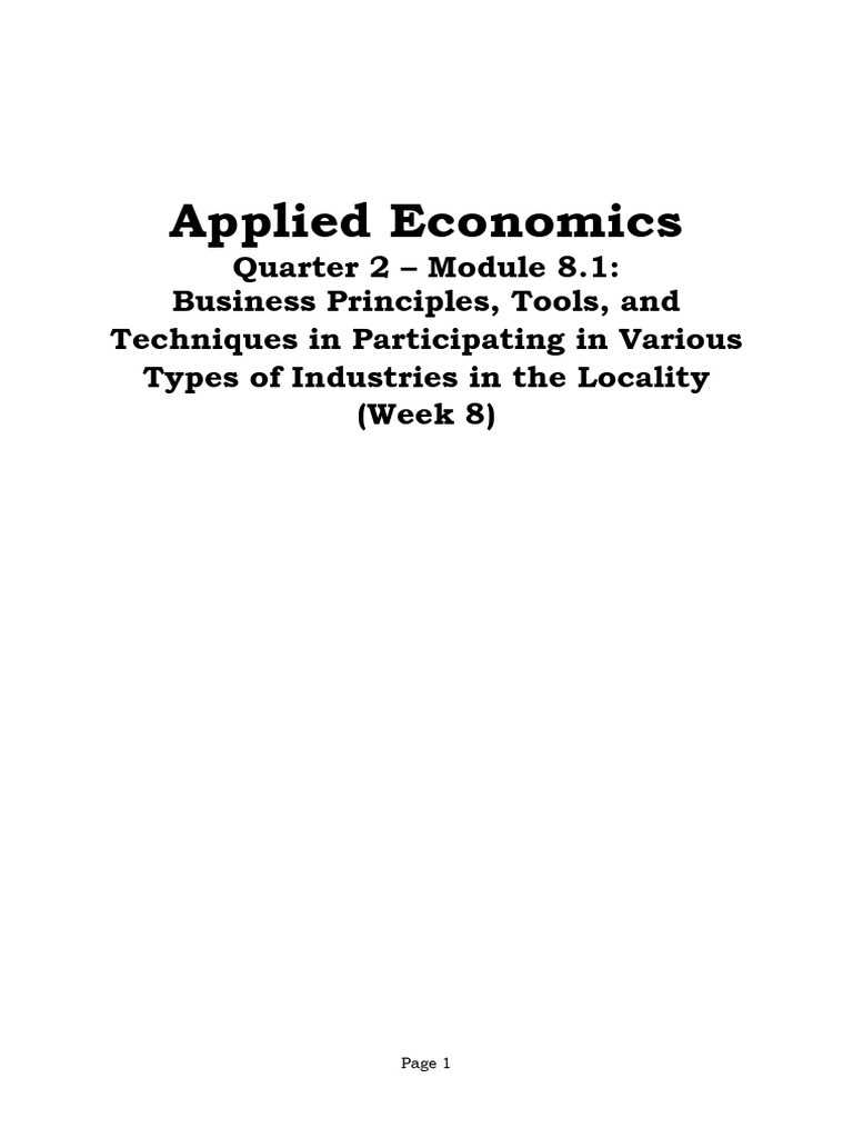 APPLIED-ECONOMIC-QUARTER-2-MODULE-8.1-WEEK8 | PDF | Retail | Agriculture