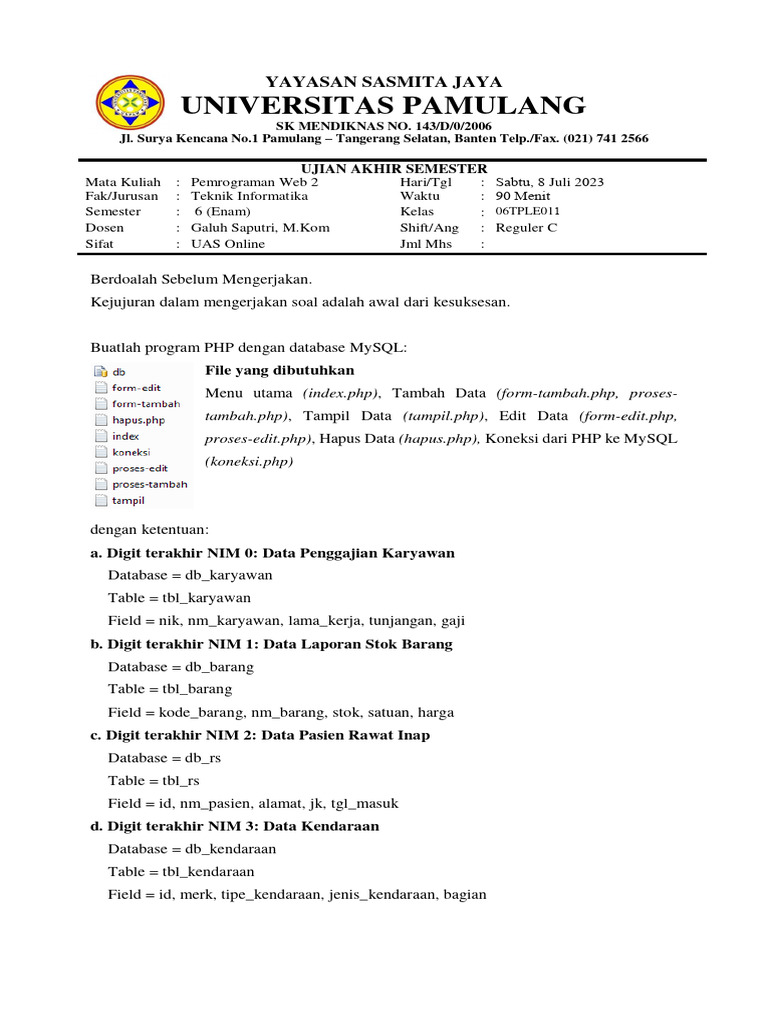 UAS Pemrograman Web 2 | PDF | Metode & Bahan Ajar | Komputer
