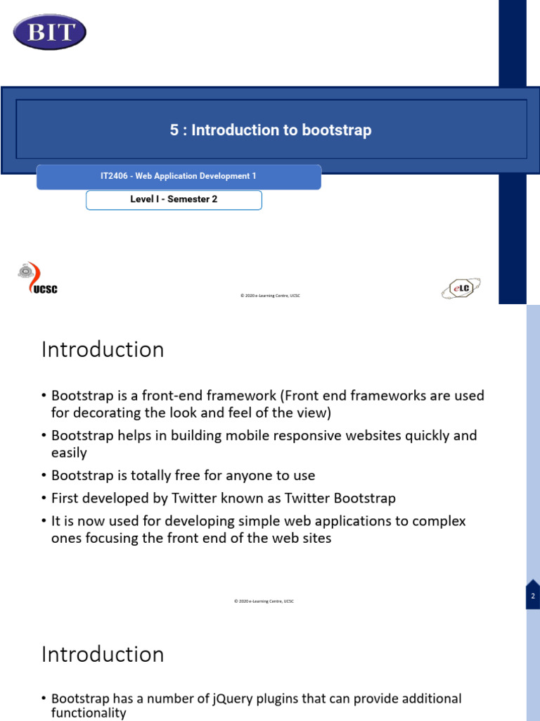 Introduction To Bootstrap Pdf Bootstrap Front End Framework World Wide Web