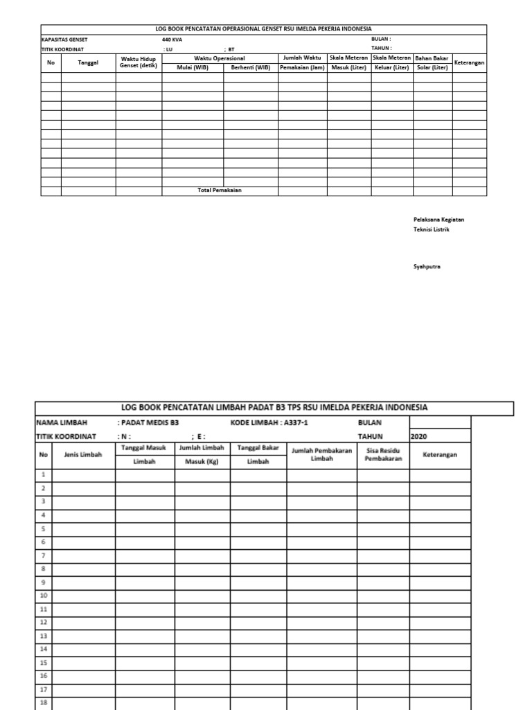 Form Log Book Pencatatan Harian | PDF