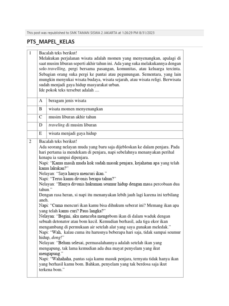 Pas Bhs Indonesia Kelas Xii | PDF