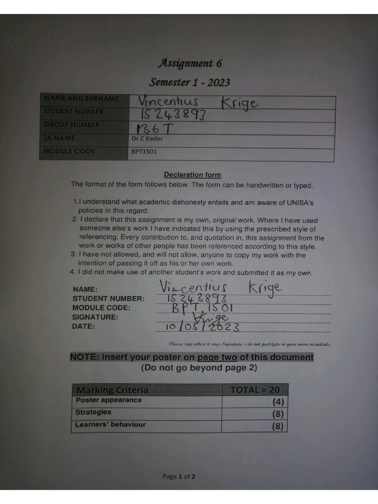 BPT1501 Assignment 6 | PDF | Career & Growth