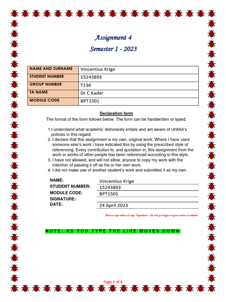 Bpt1501-Assignment 4 ( | PDF | Classroom | Behavior Modification