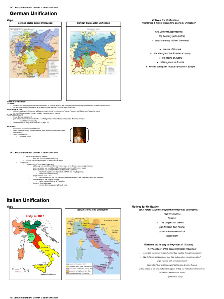 German & Italian Unification | PDF | German Empire | Kingdom Of Prussia