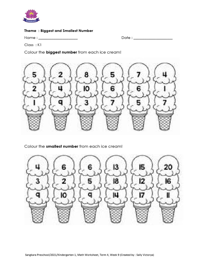 Biggest and Smallest Numbers Worksheet | PDF