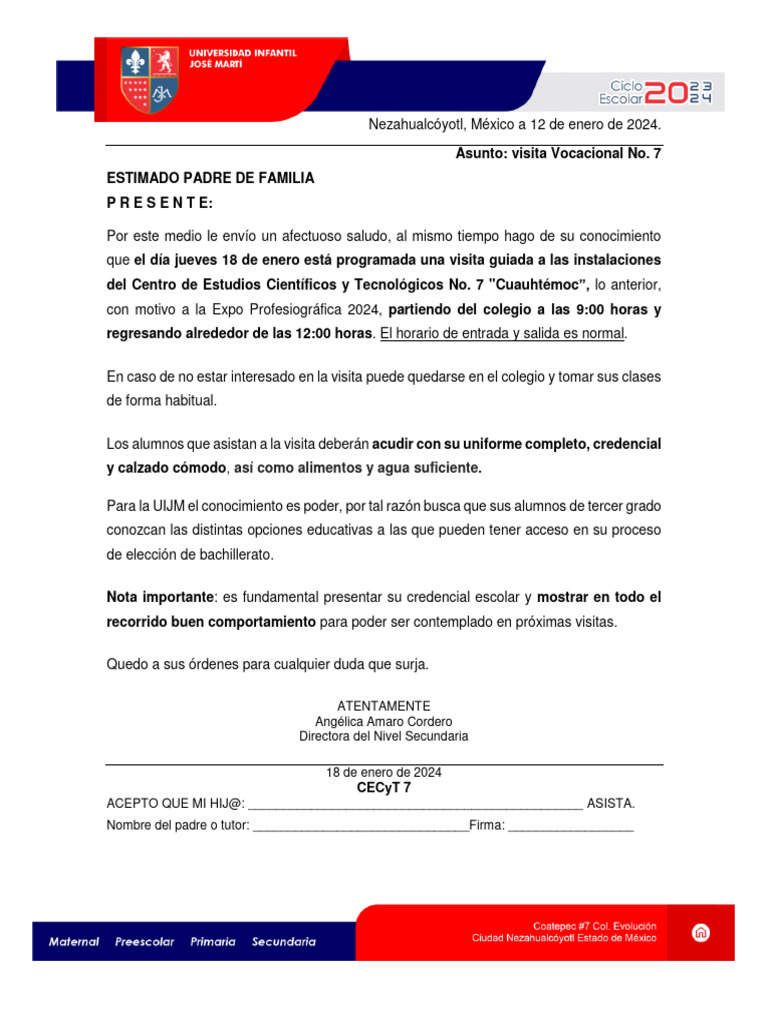 Circular Visita VOCA 7 | PDF