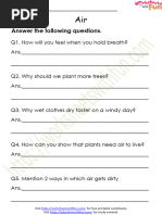 Air Worksheet Class 2 | PDF