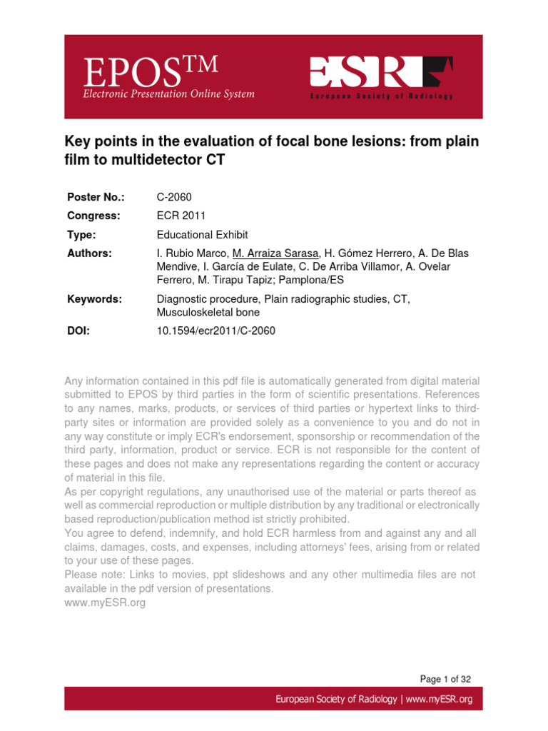 Key Points in The Evaluation of Focal Bone Lesions ECR2011 - C-2060 ...