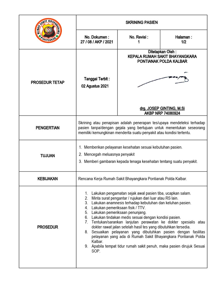 Akp 1.a. 27 Spo Skrining Pasien | PDF
