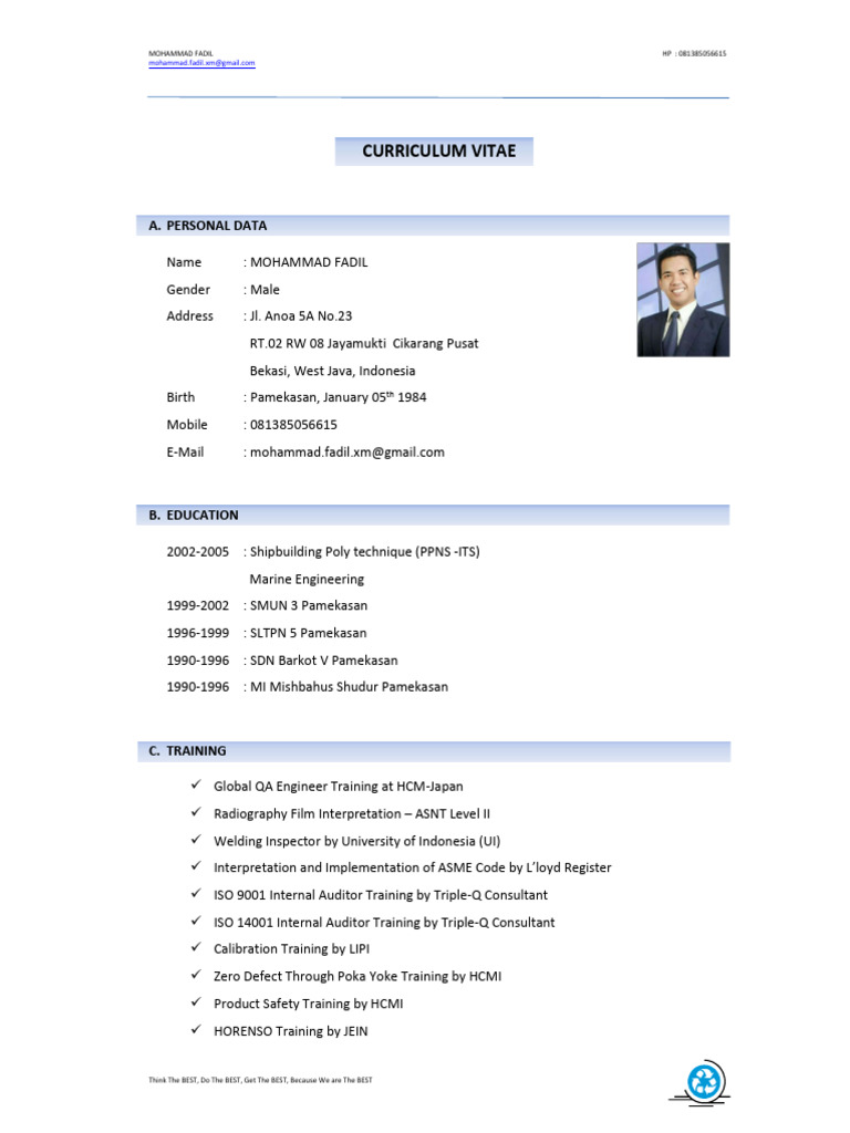CV-Mohammad Fadil | Download Free PDF | Quality Assurance | Quality Management System