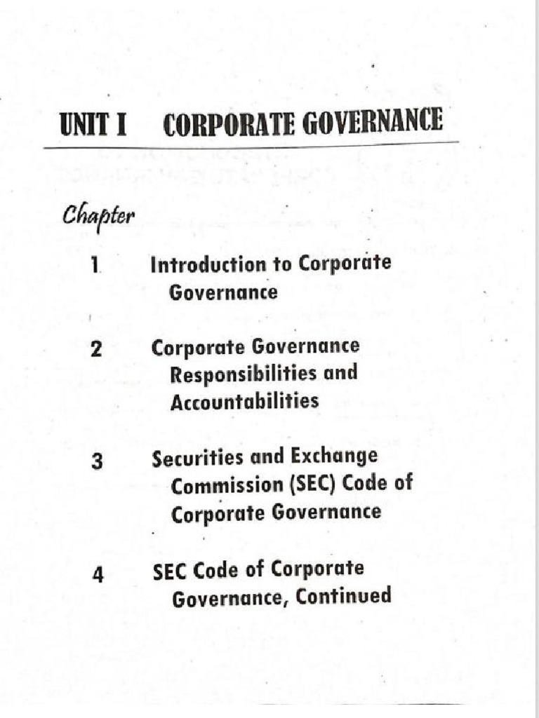 Chapter 1 - Introduction to Corporate Governance | PDF