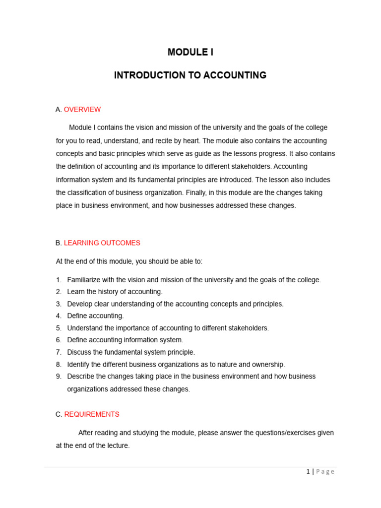 Ac 1 2 Module 1 Pdf Bookkeeping Accounting