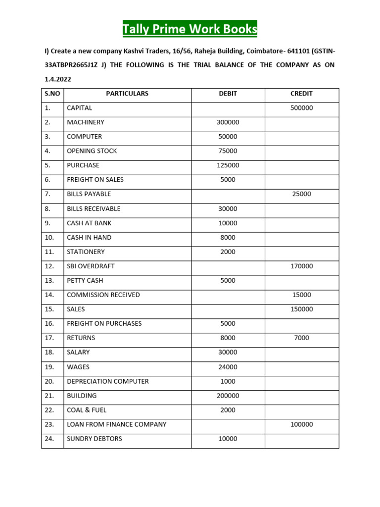 Tally Work Book | PDF | Debits And Credits | Business