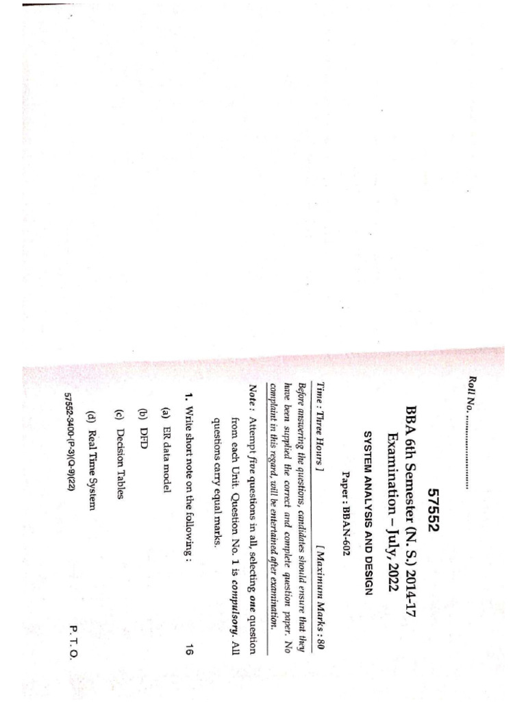 2022 July Bba 6TH Sem System Analysis and Design | PDF 2022 July Bba 6TH Sem System Analysis and Design | PDF