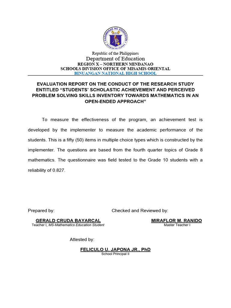 Evaluation Report | PDF | Evaluation Methods