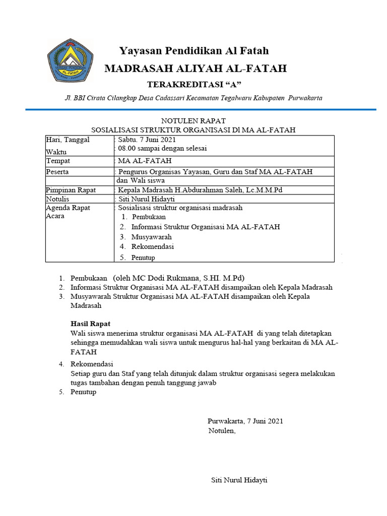 Dokumen Sosialisasi Struktur Organisasi Pdf