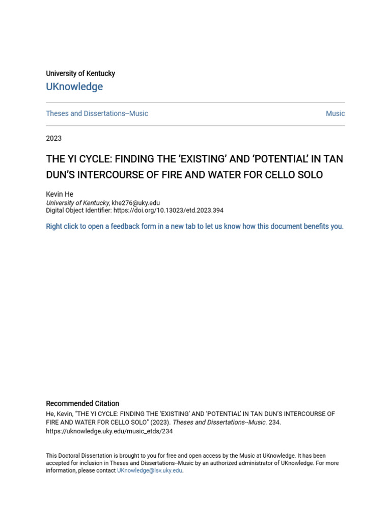 The Yi Cycle Finding The Existing and Potential in Tan Dun | PDF