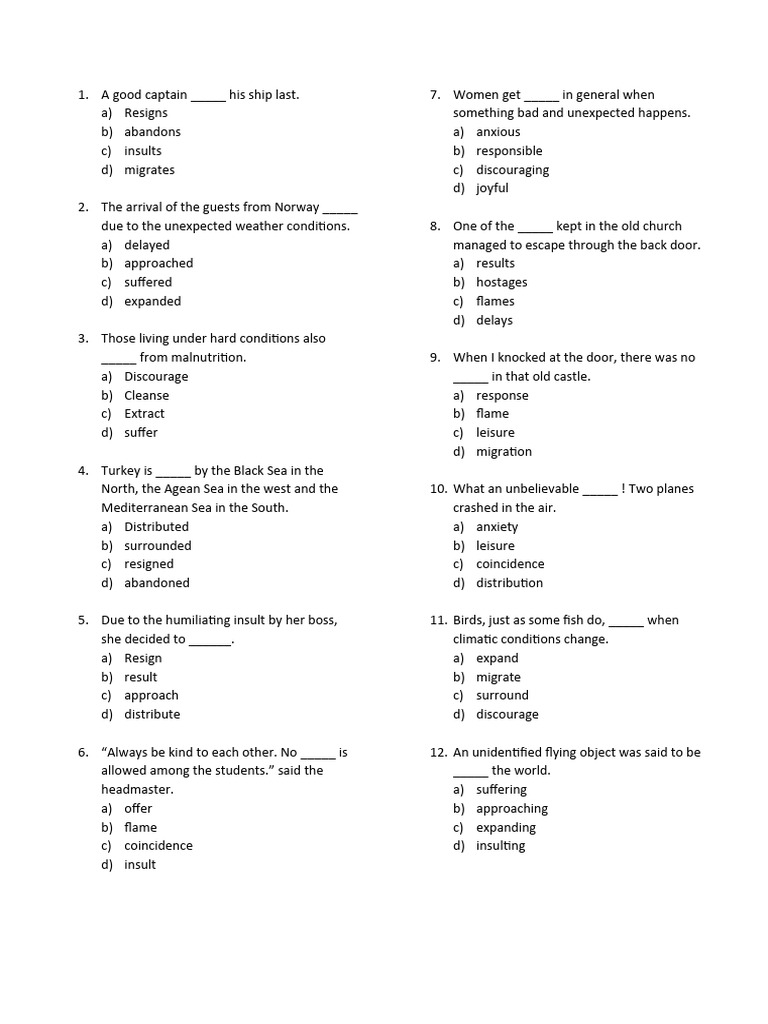 Upper Vocabulary Test | PDF