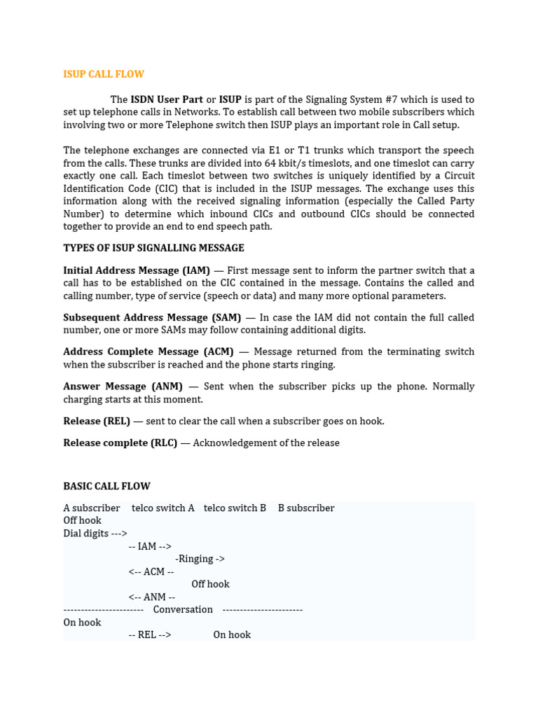 Isup Call Flow | PDF
