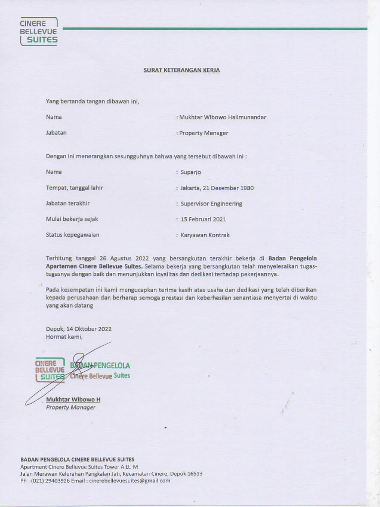 Contoh Parklaring | PDF