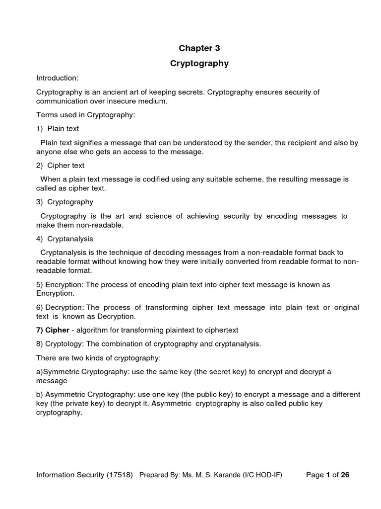 Ise Chapter 3 Cryptography | Download Free PDF | Cryptography | Key ... Ise Chapter 3 Cryptography | Download Free PDF | Cryptography | Key ...