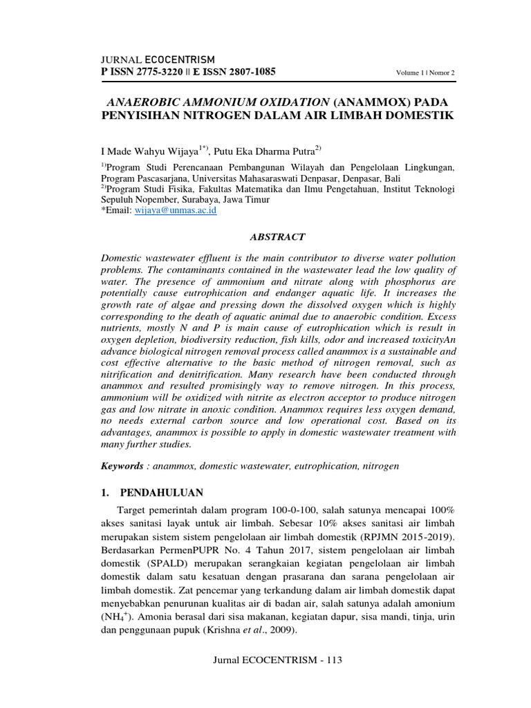 Anammox for Domestic Wastewater Treatment | PDF | Sewage Treatment ...