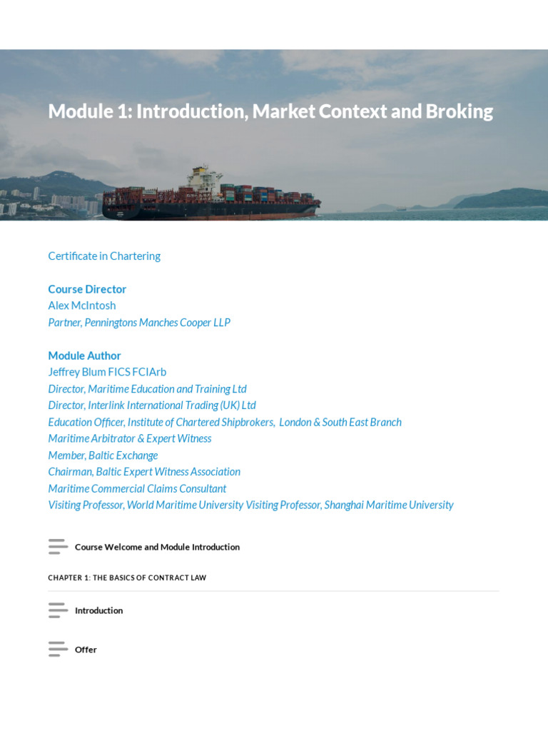 Chartering - Module 1 | Download Free PDF | Breach Of Contract | Offer And Acceptance