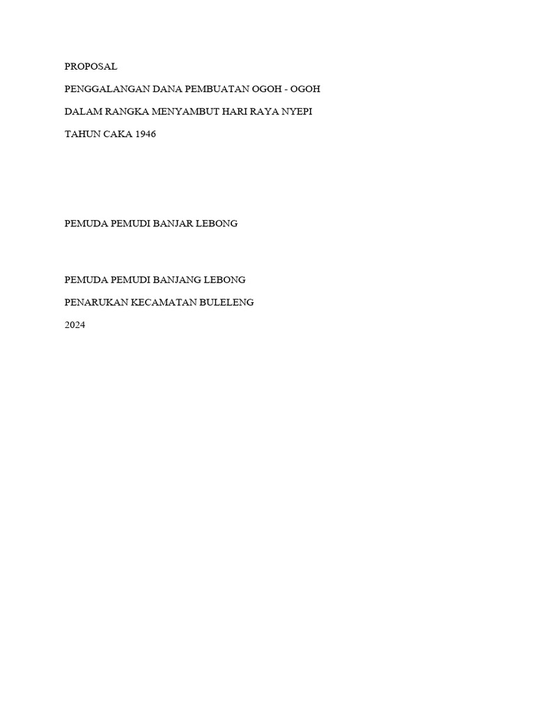 Proposal 2024 Bhatara Kala | PDF