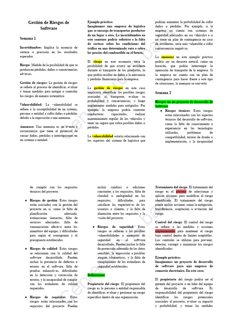 Resumen - Gestión de Riesgos de Software | PDF | Riesgo | Software