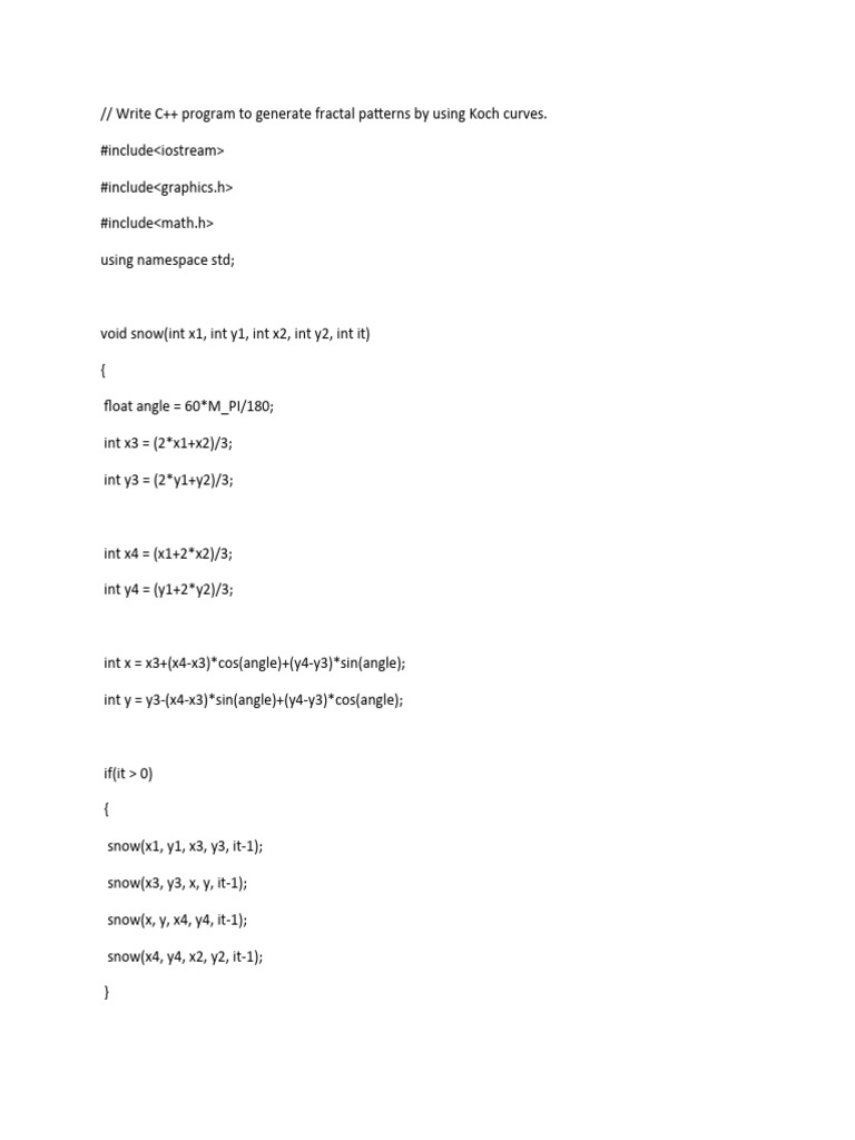 Program for Koch Curve | PDF