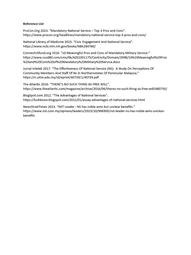Reference List Styles