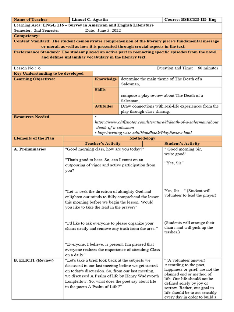 Activities and Vocabulary for Salesman | PDF | Poetry