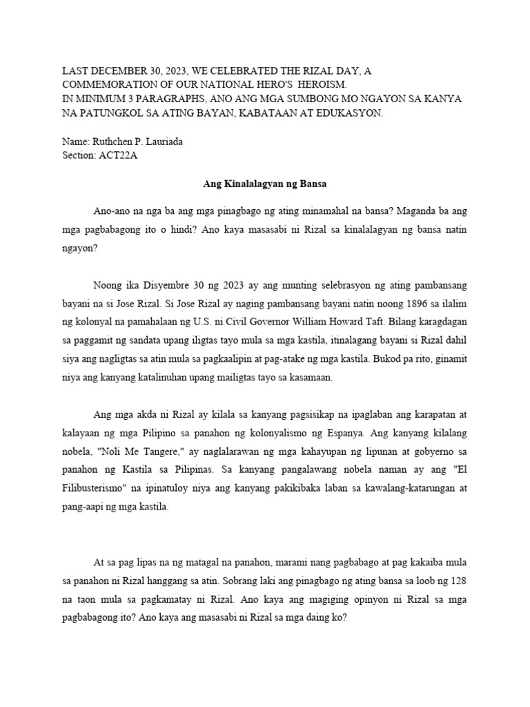 Lauriada Rizal Midterm | PDF