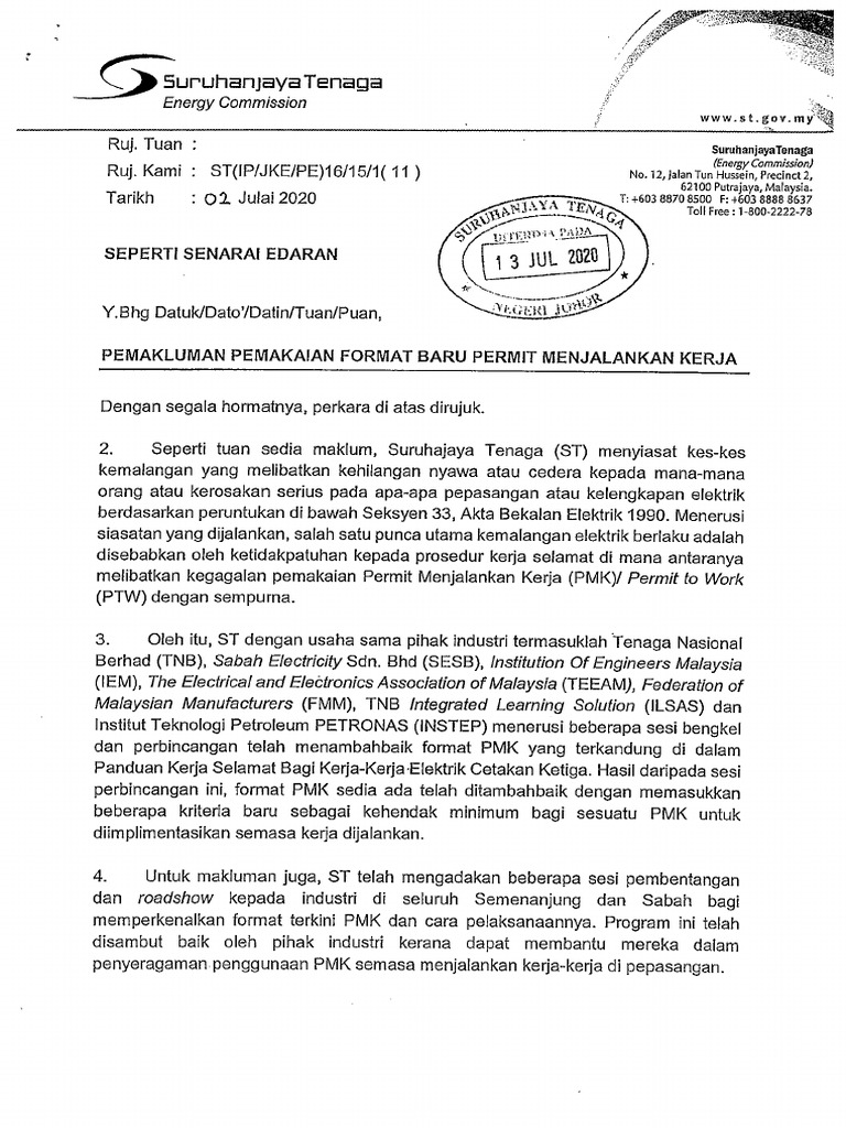 Electrical Permit To Work Required by ST | PDF