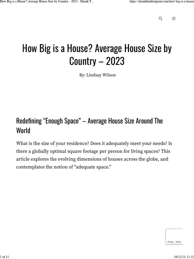 Global Average House Sizes 2023 | PDF | Foot (Unit) | Natural Environment