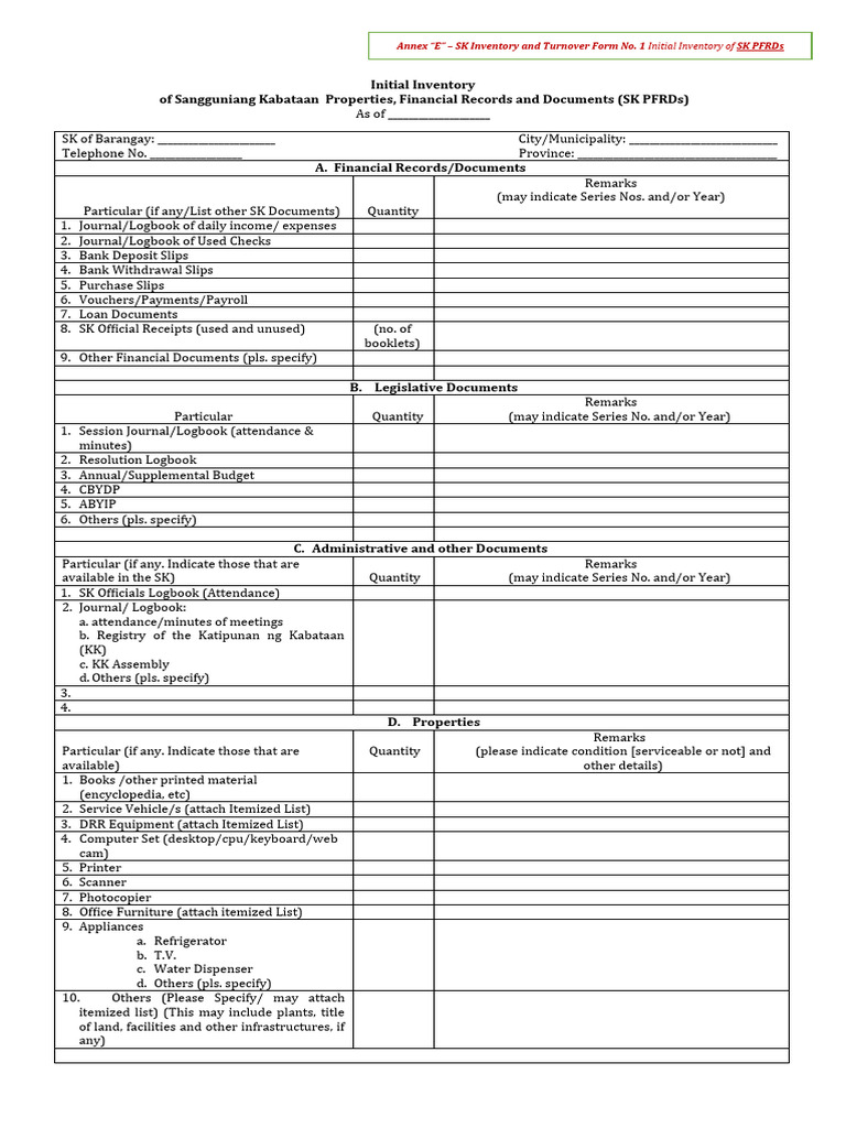 SK Inventory & Turnover Form Guide | PDF | Service Industries | Business