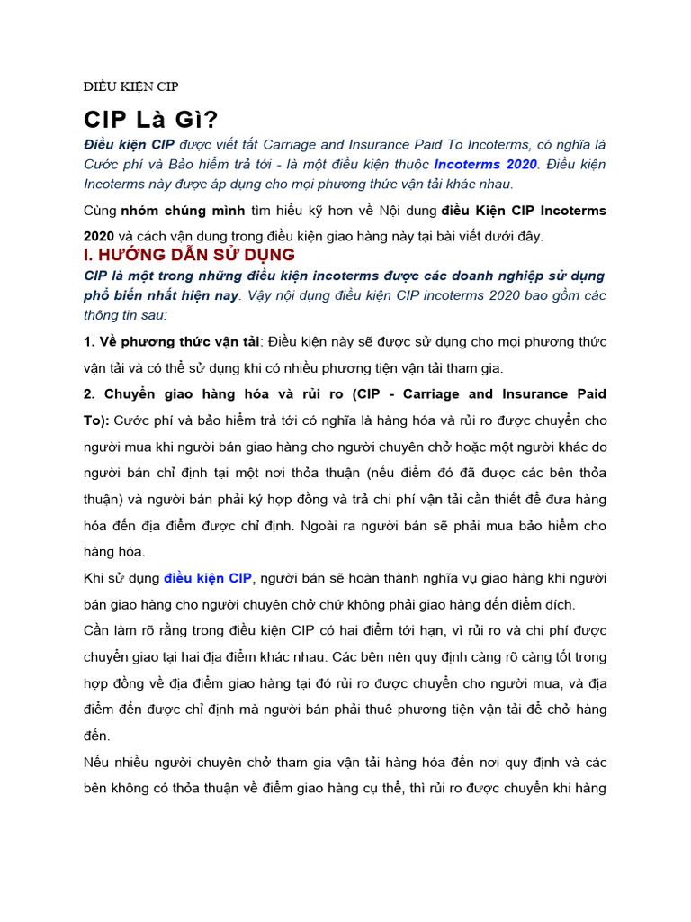 ĐIỀU KIỆN CIP | PDF