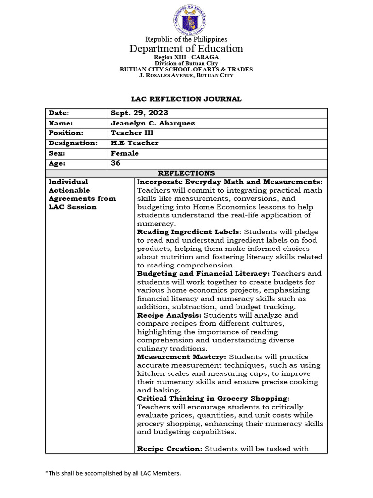 LAC Reflection Journal.1 | PDF