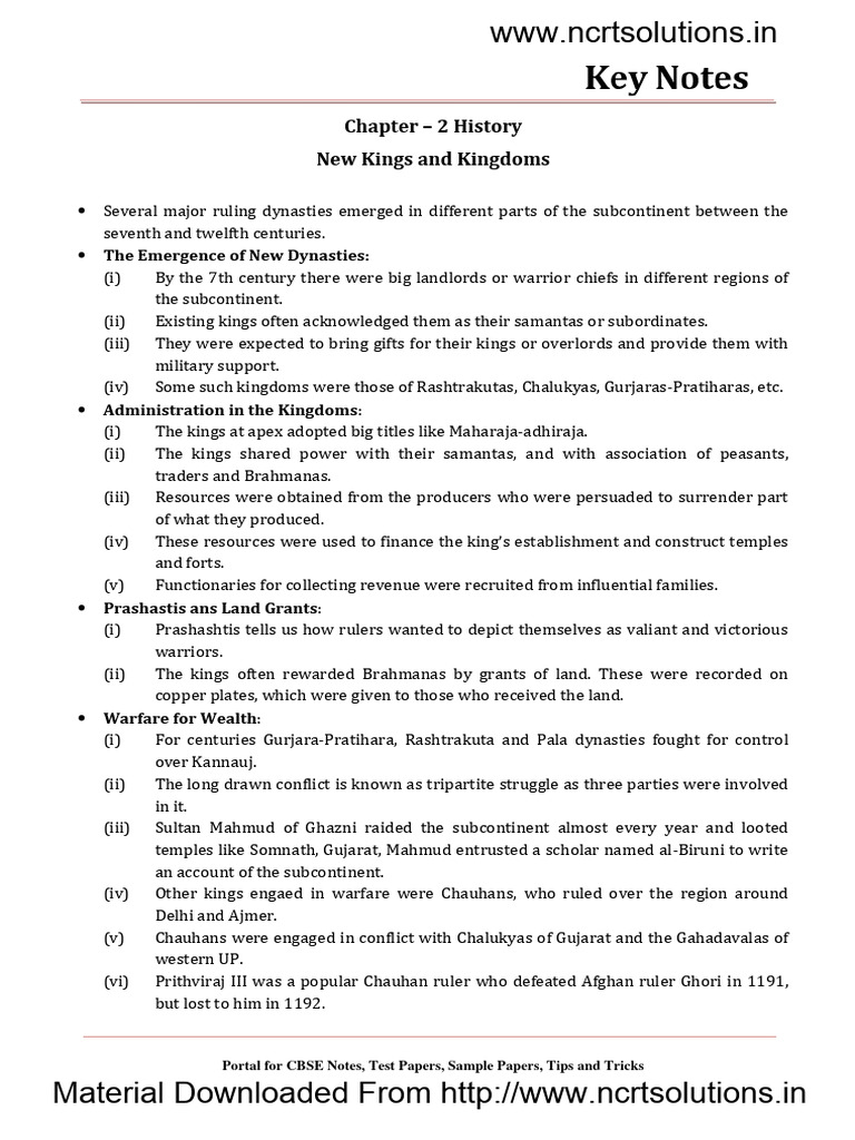 Troy Key Notes ch02 New Kings and Kingdoms | PDF | South Asia | Asia