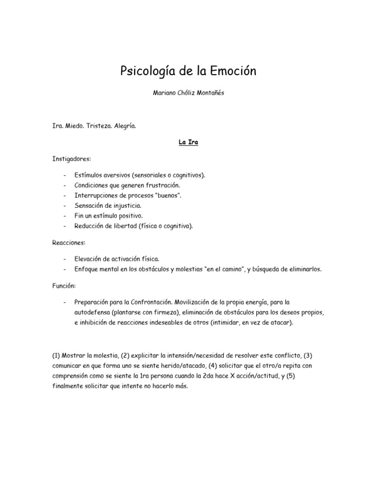 Psicologia de La Emocion | PDF | Las emociones | Ira