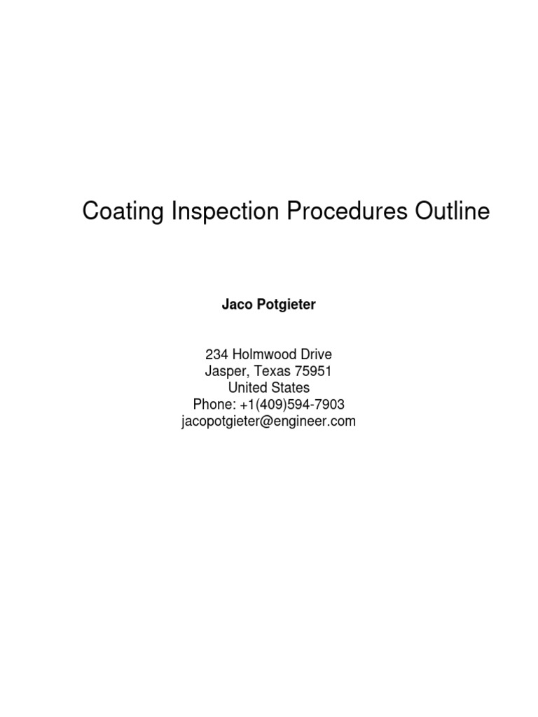 Coating Inspection Procedures Guide | PDF | Humidity | Thermometer