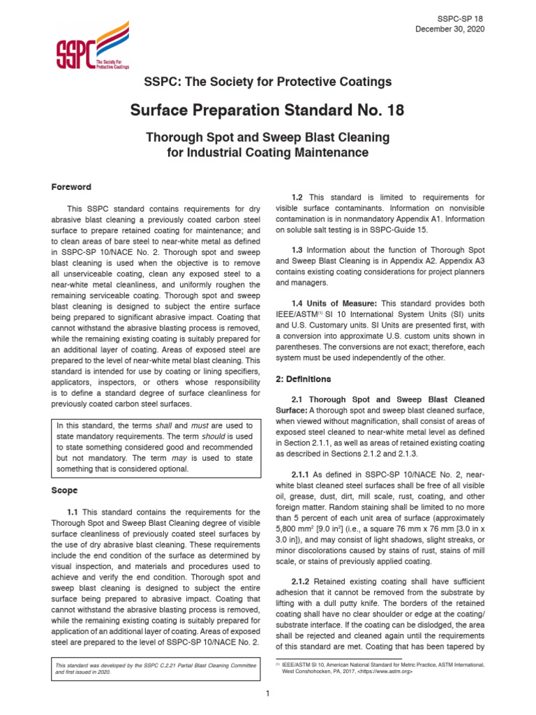 SP 18 Thoro Spot & Sweep 12-30-20 | PDF | Corrosion | Coating