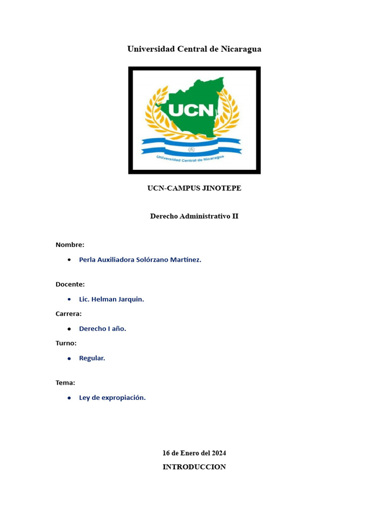 Análisis de la Ley de Expropiación en Nicaragua | PDF | Dominio ...