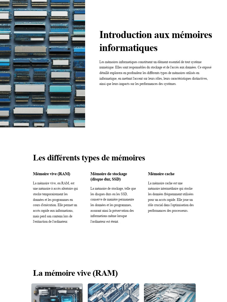 Introduction Aux Memoires Informatiques | PDF | Mémoire (informatique) | Solid-state Drive
