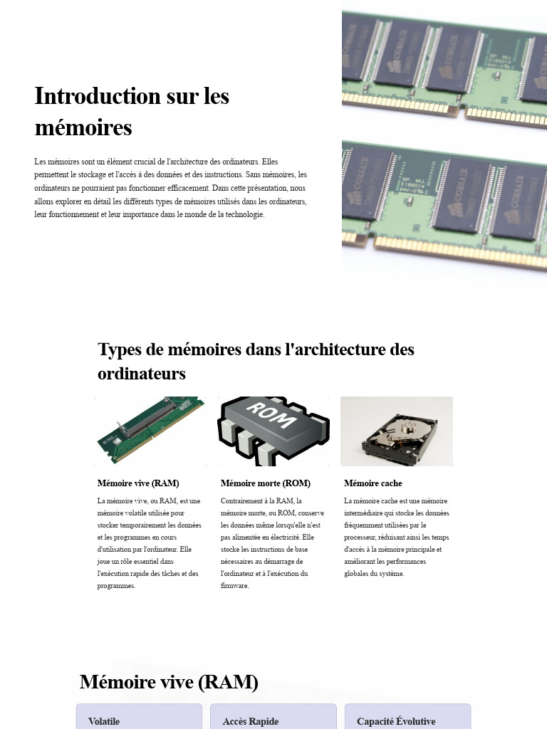 Introduction Sur Les Memoires | PDF | Mémoire (informatique) | Cache (Informatique)