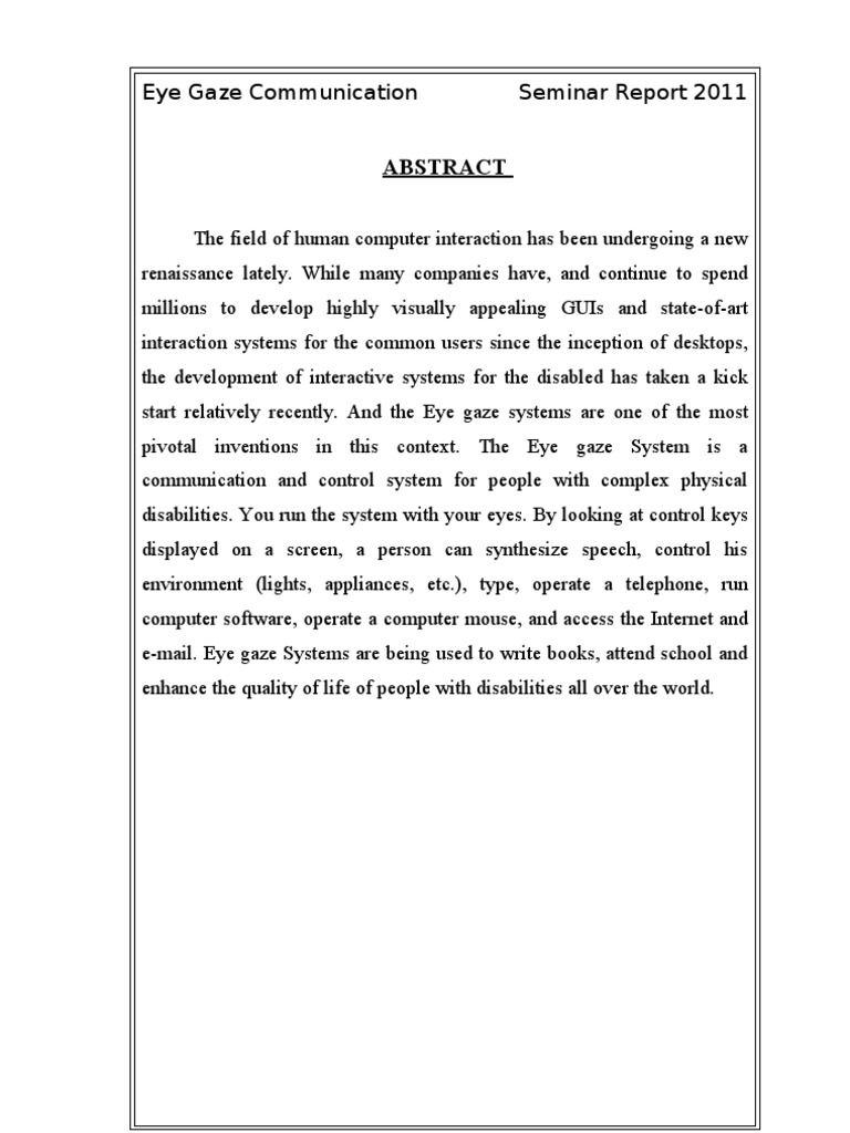 EYE GAZE Communication | PDF | Contact Lens | Computer Keyboard