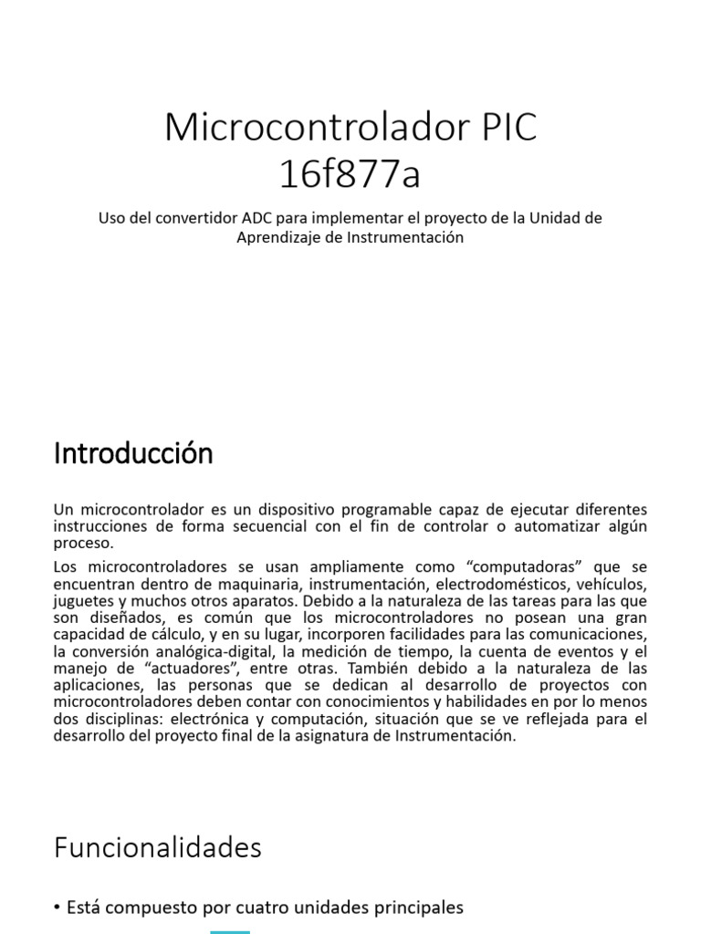 Microcontrolador PIC 16f877a | PDF | Microcontrolador | Lenguaje de programación