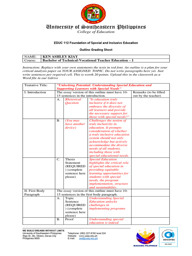 Outline Educ 112 | Download Free PDF | Inclusion (Education) | Human ...